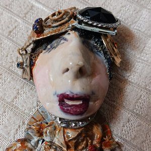 Source Unknown | Jewelry | Vintage Unusual Head Old Lady Pin Brooch ...